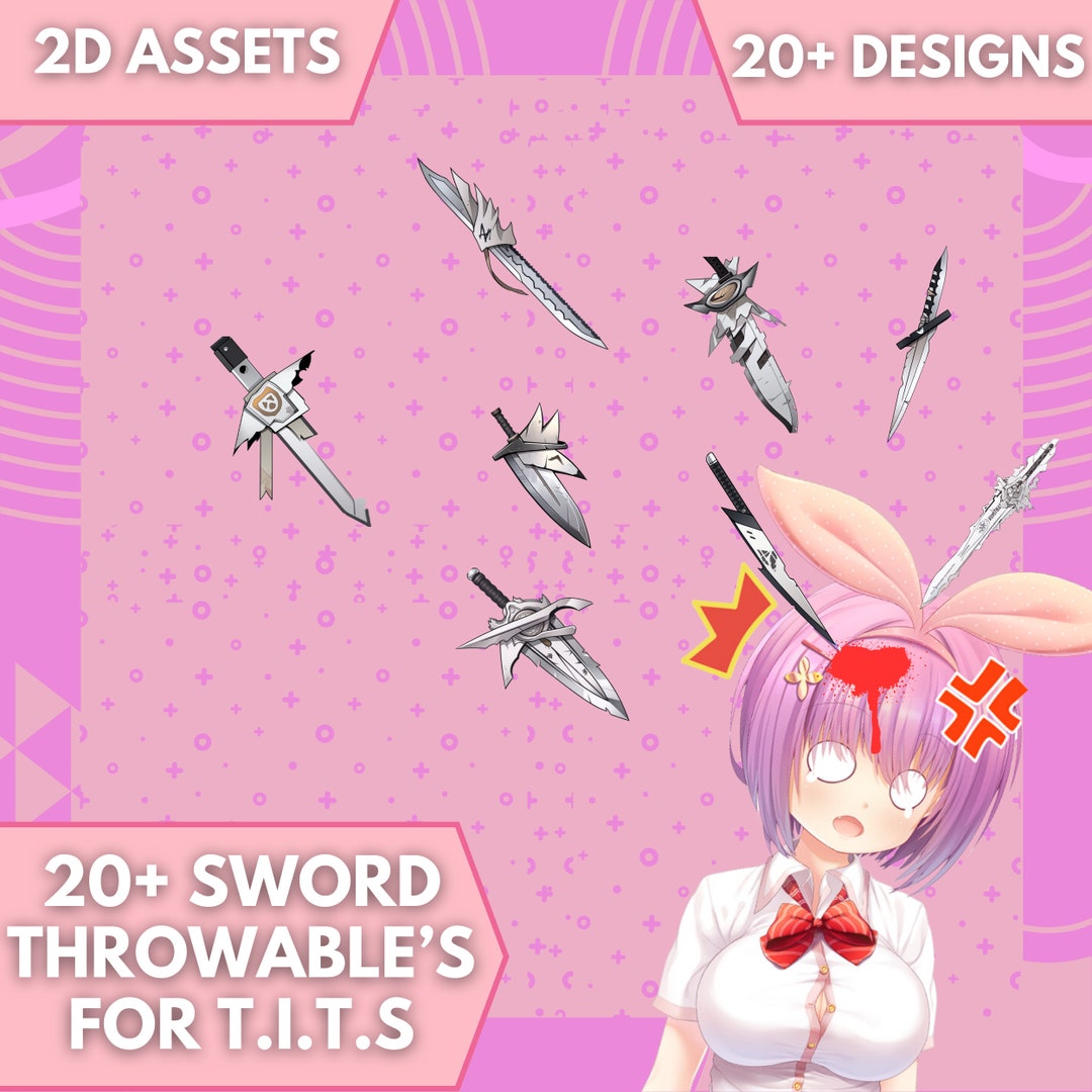 20x 2d Knife Throwable Vtuber Assets Twitch Integrated Throwing System ...