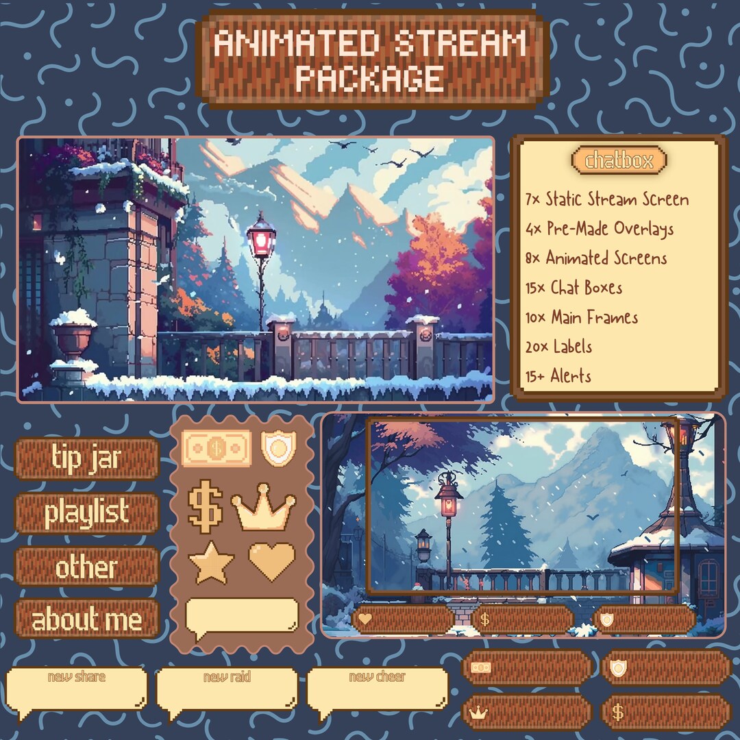 Cute Cold Lofi Animated Cozy Stream Overlay for Twitch, Cozy Overlay ...