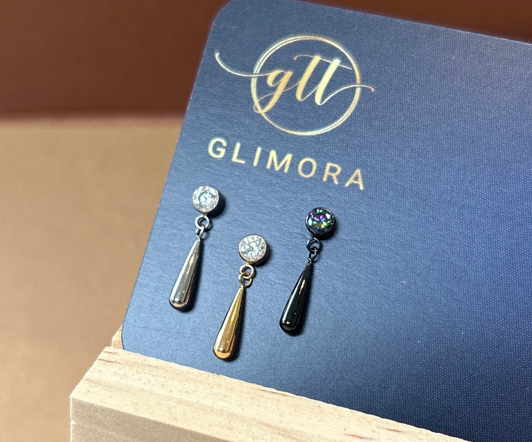 Titanium Internally Threaded Labret Bar Bezel Top With a Teardrop ...