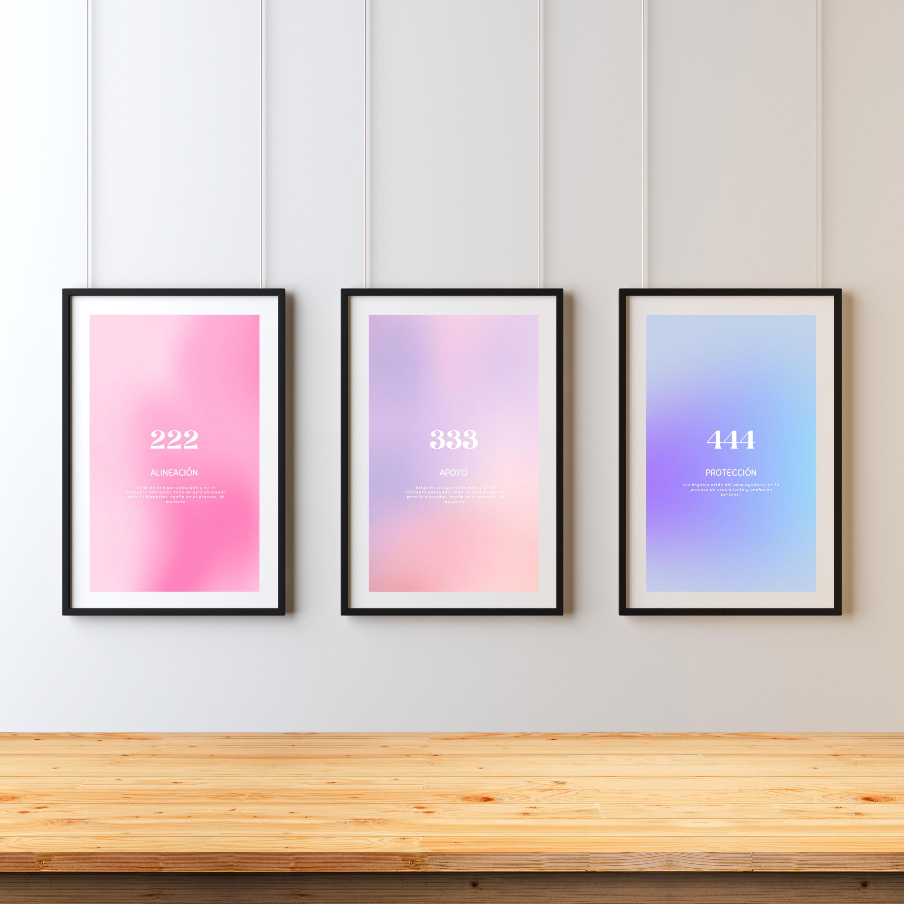 Angel Numbers Set of 4 numbers 111,222,333,444 With Inspirational ...