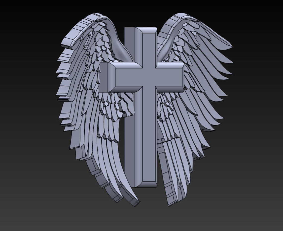Cross With Angel Wings STL File for 3d Printing and CNC - Etsy