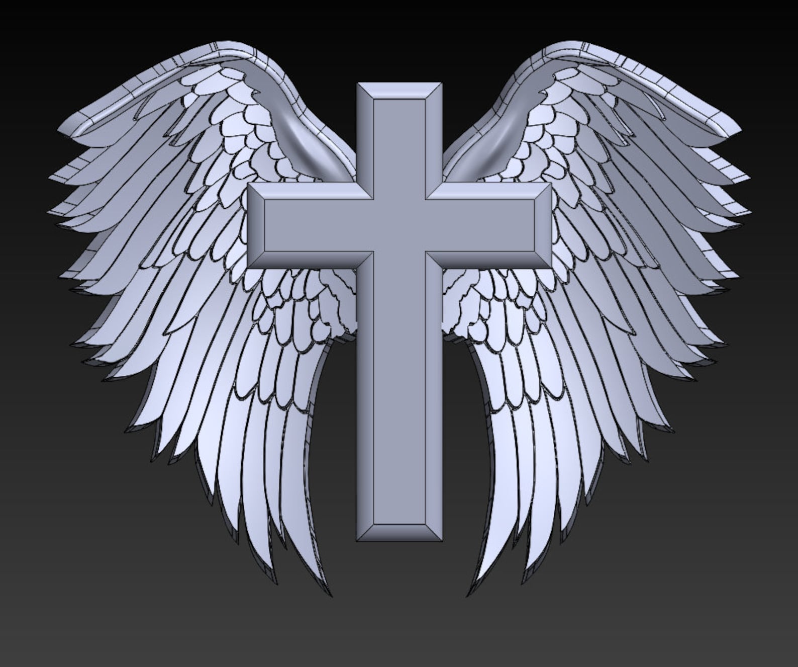 Cross With Angel Wings STL File for 3d Printing and CNC - Etsy