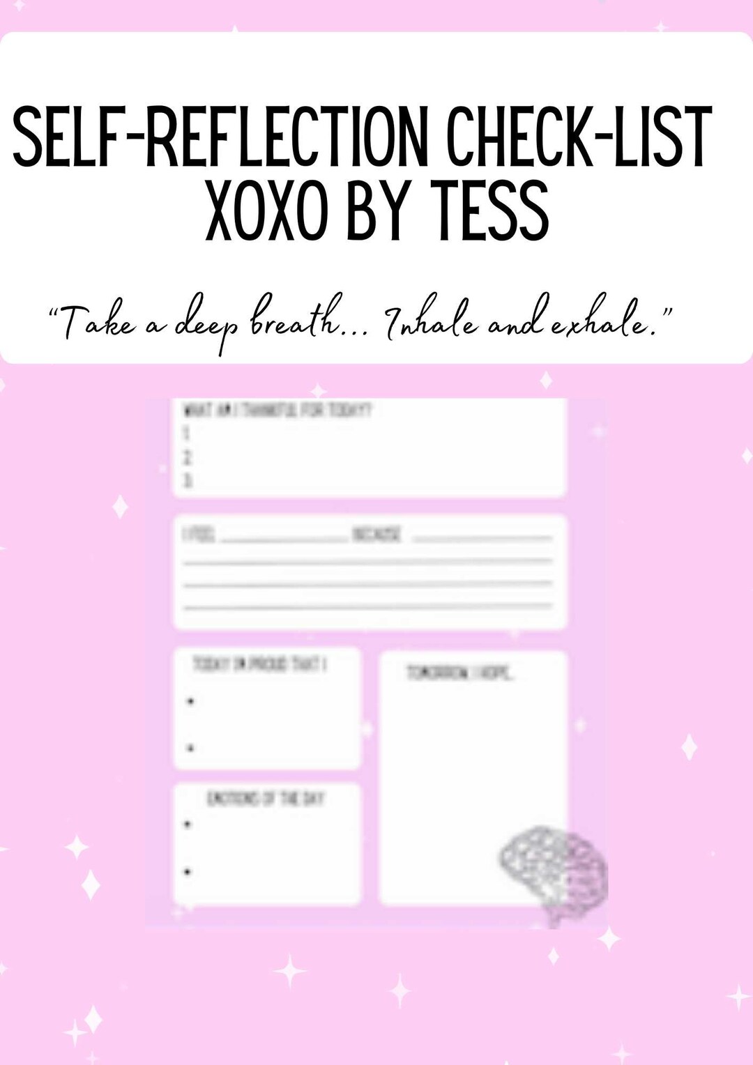 Self Reflection Check List Planner - Etsy