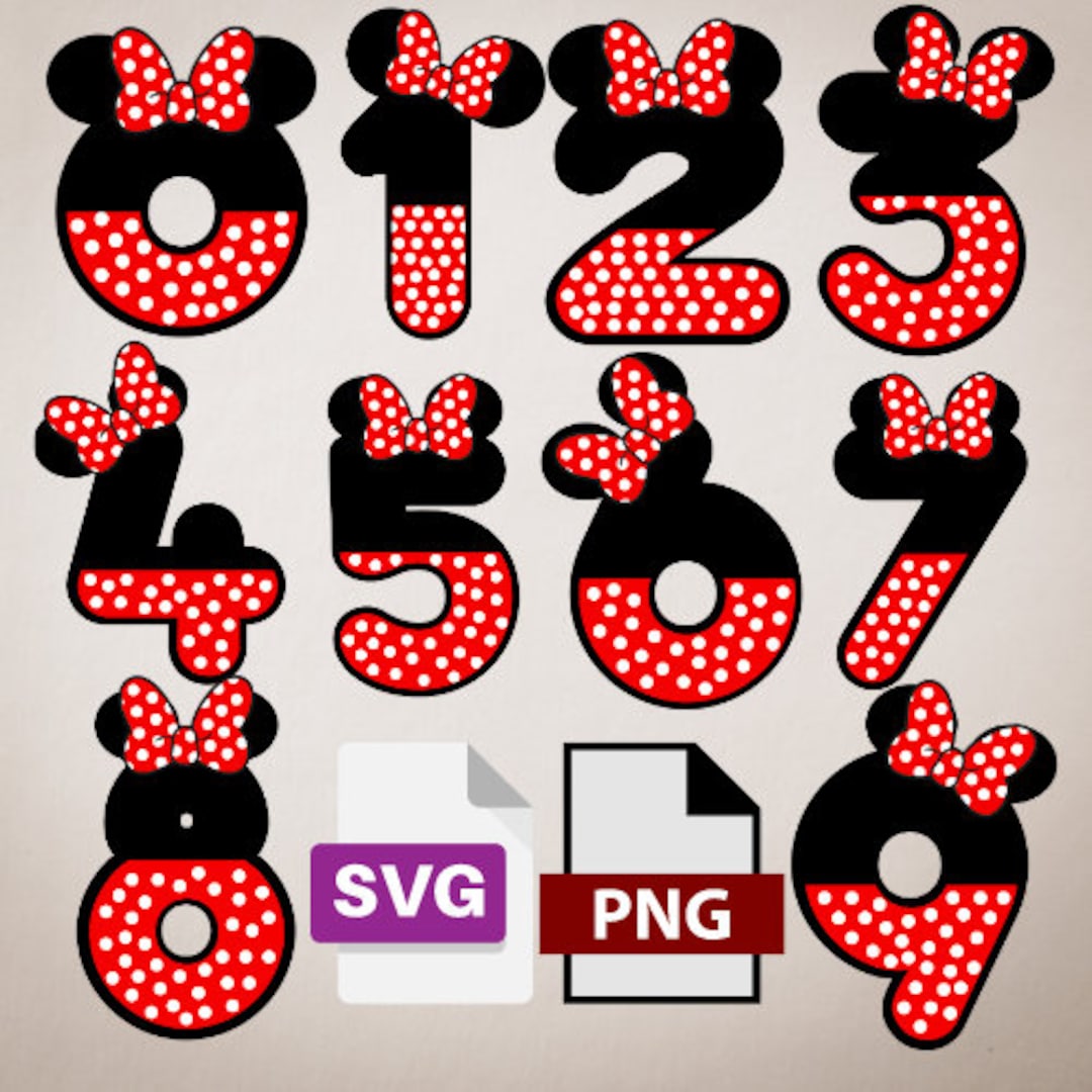 Minnie Mouse Numbers 0-9 SVG, PNG, Mickey Mouse Birthday Numbers - Etsy
