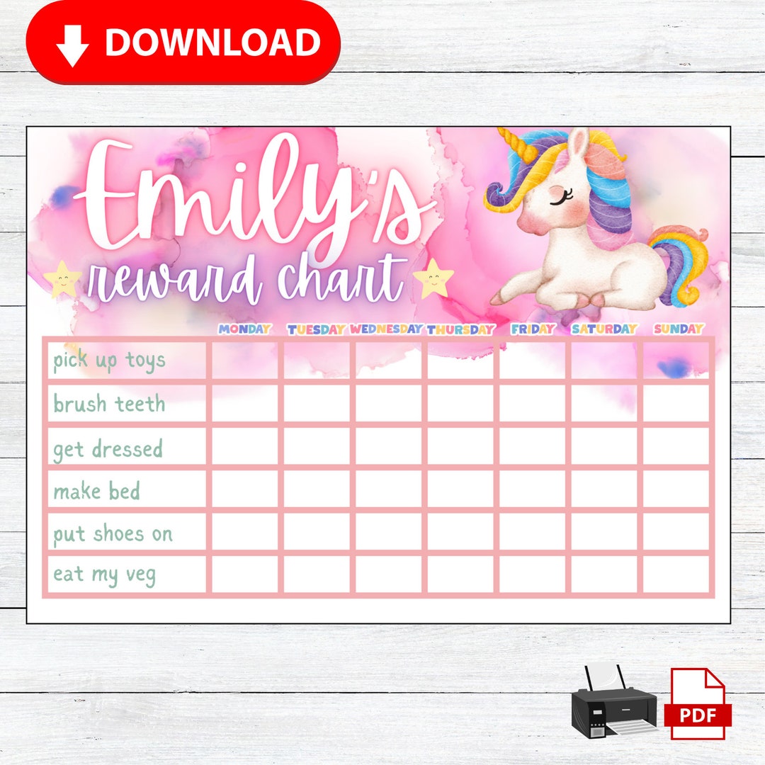 Editable Template Sticker Chart, Chore Chart, Girls Sticker Chart ...
