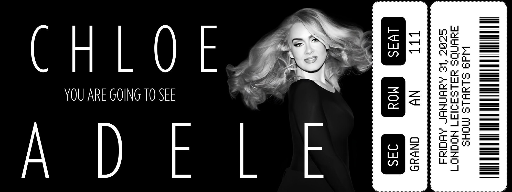 Printable Adele Tickets, Personalized Gift Reveal,editable West End ...