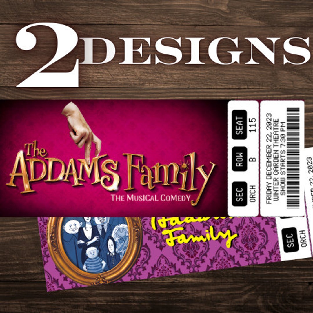 Printable the Addams Family Theatre Ticket, Instant Download ...