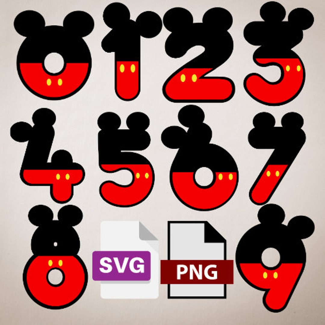 Mickey Mouse Numbers 0-9 SVG, PNG, Mickey Mouse Birthday Numbers - Etsy