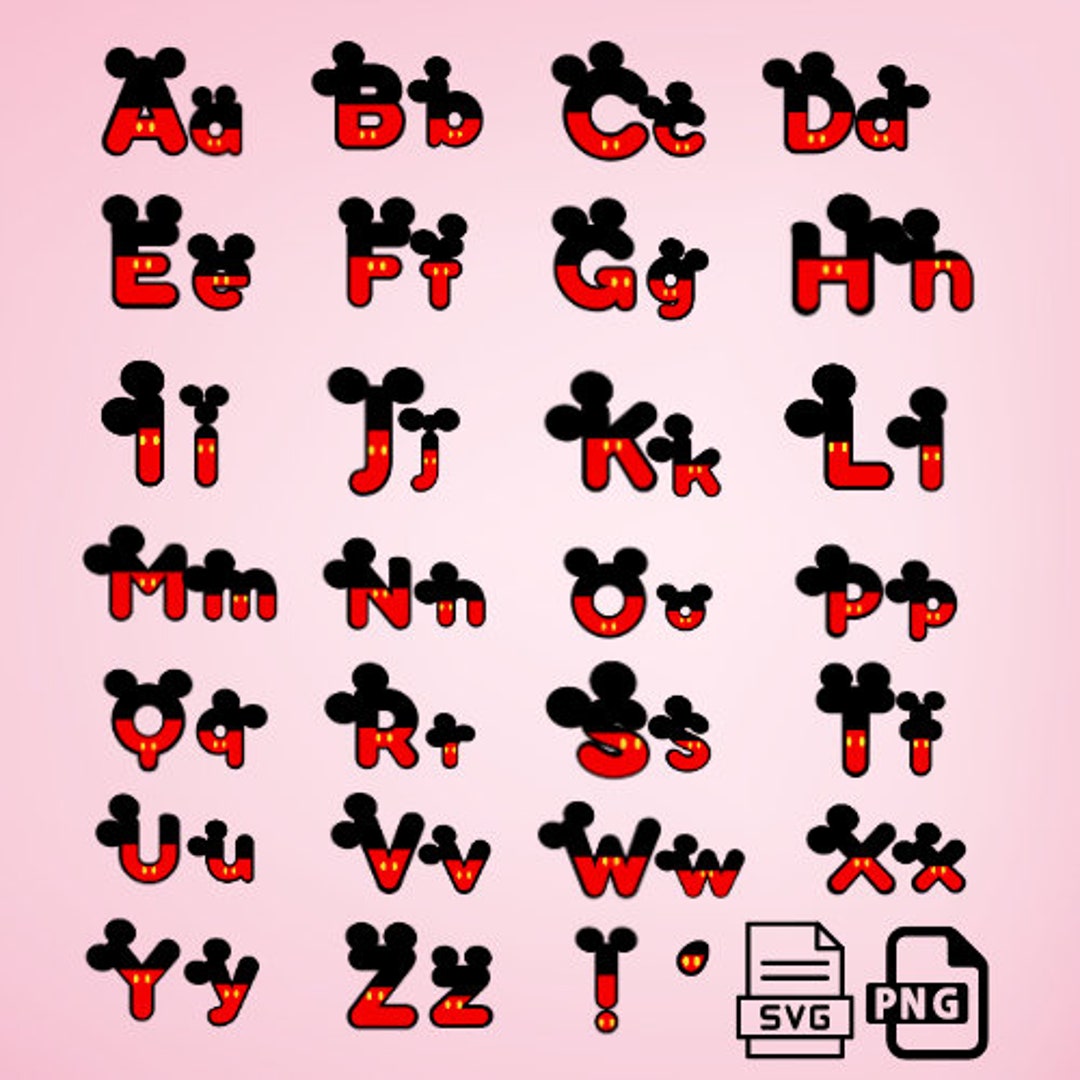 Mickey Mouse Alphabet SVG, PNG, Mickey Mouse Birthday Letters, Mickey ...