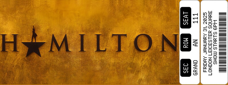 Printable Hamilton Musical Theatre Ticket, Personalized Gift Reveal,editable West End, Broadway ...