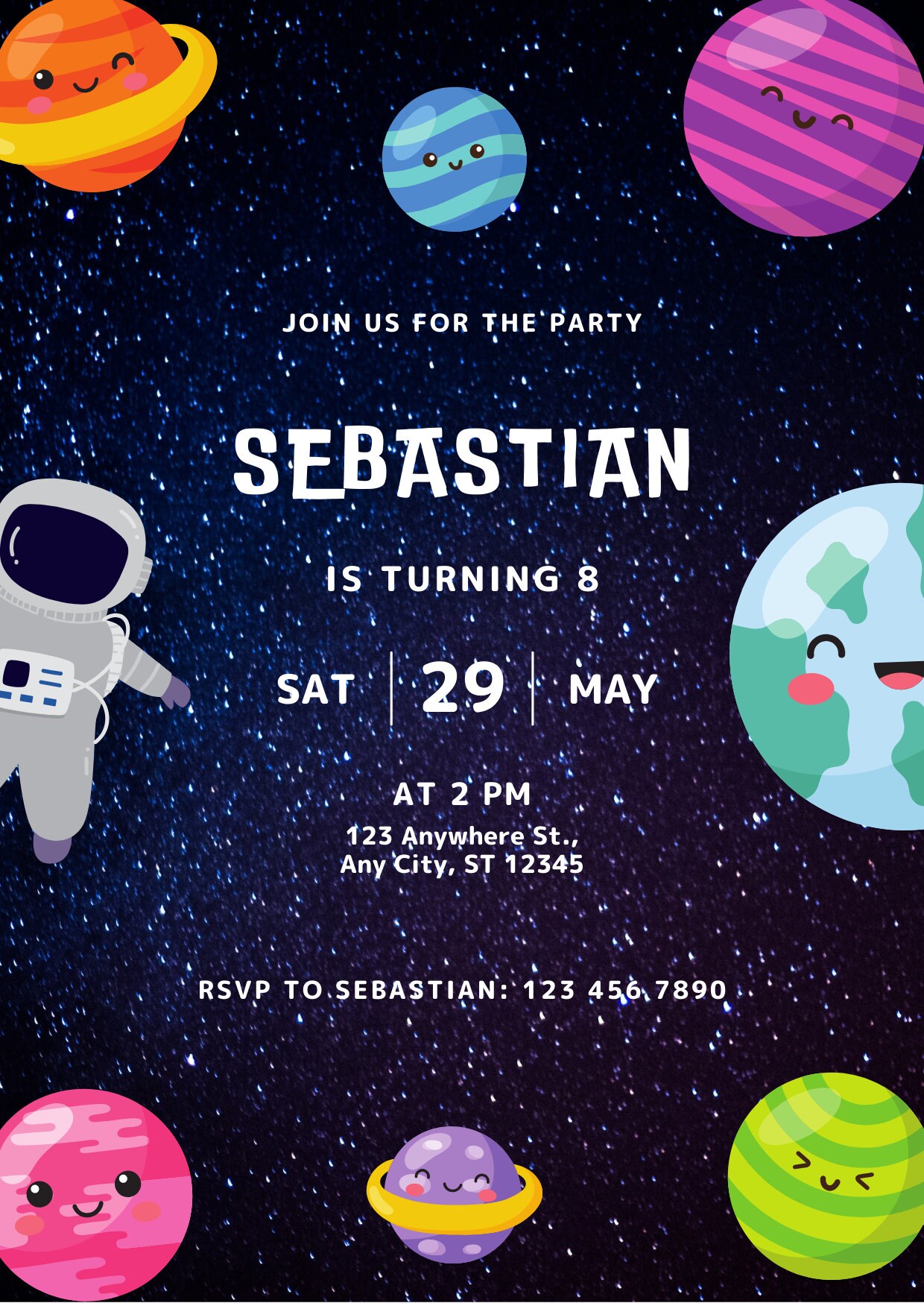 Editable Template Space Theme Birthday Invitation, Download Invitation ...