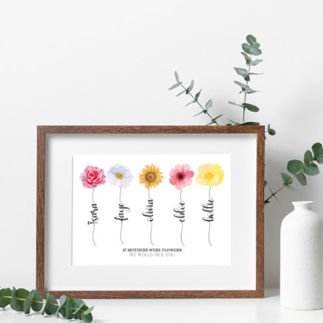 Personalised Family Name Flower Print, Family Multi Name Wall Art ...