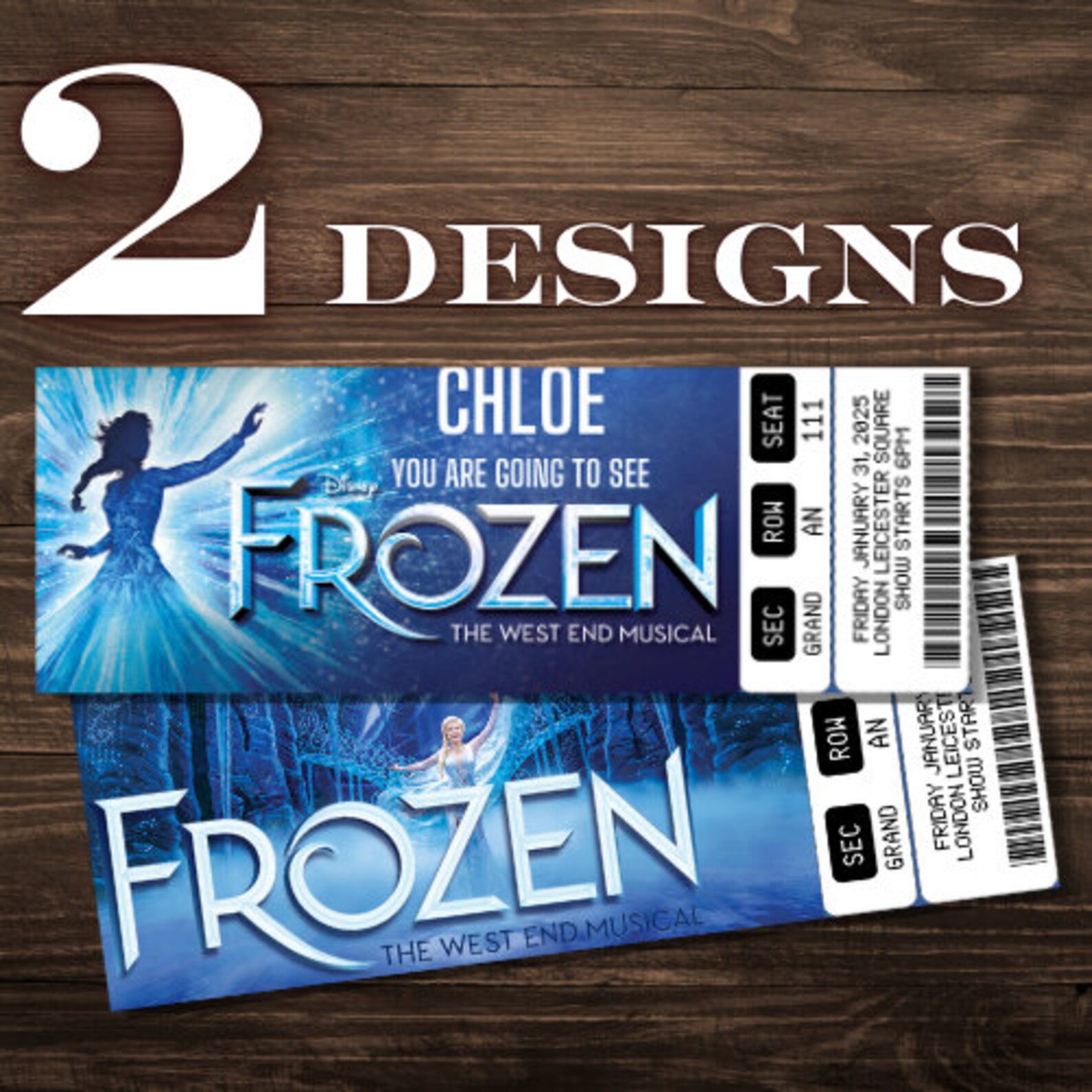 Printable Frozen the Musical Theatre Tickets, Personalized Gift Reveal ...