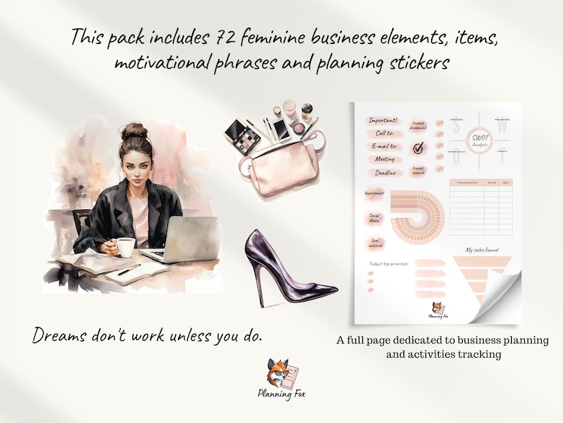 Lady Boss Clipart, Business Stickers, Adulting Goodnotes Stickers, Mom ...