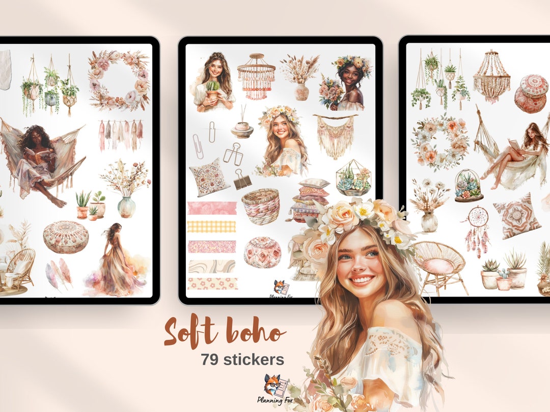 Boho Stickers Goodnotes, Digital Sticker Book, Notability Stickers Boho ...