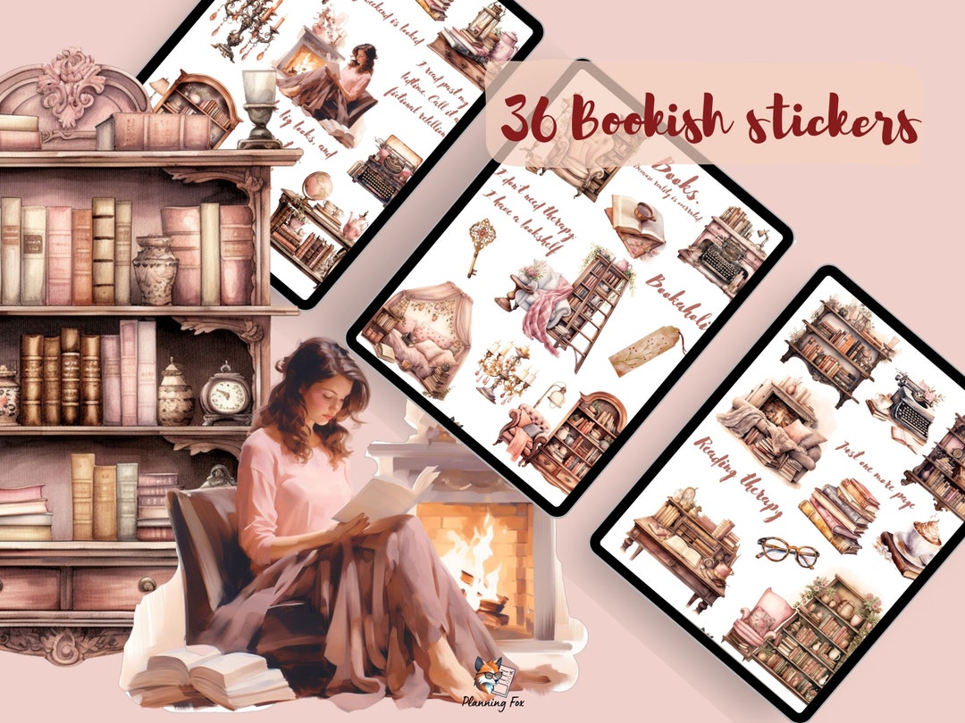 Book Lover Sticker for Digital Planner Ipad, Noteshelf Digital Sticker ...