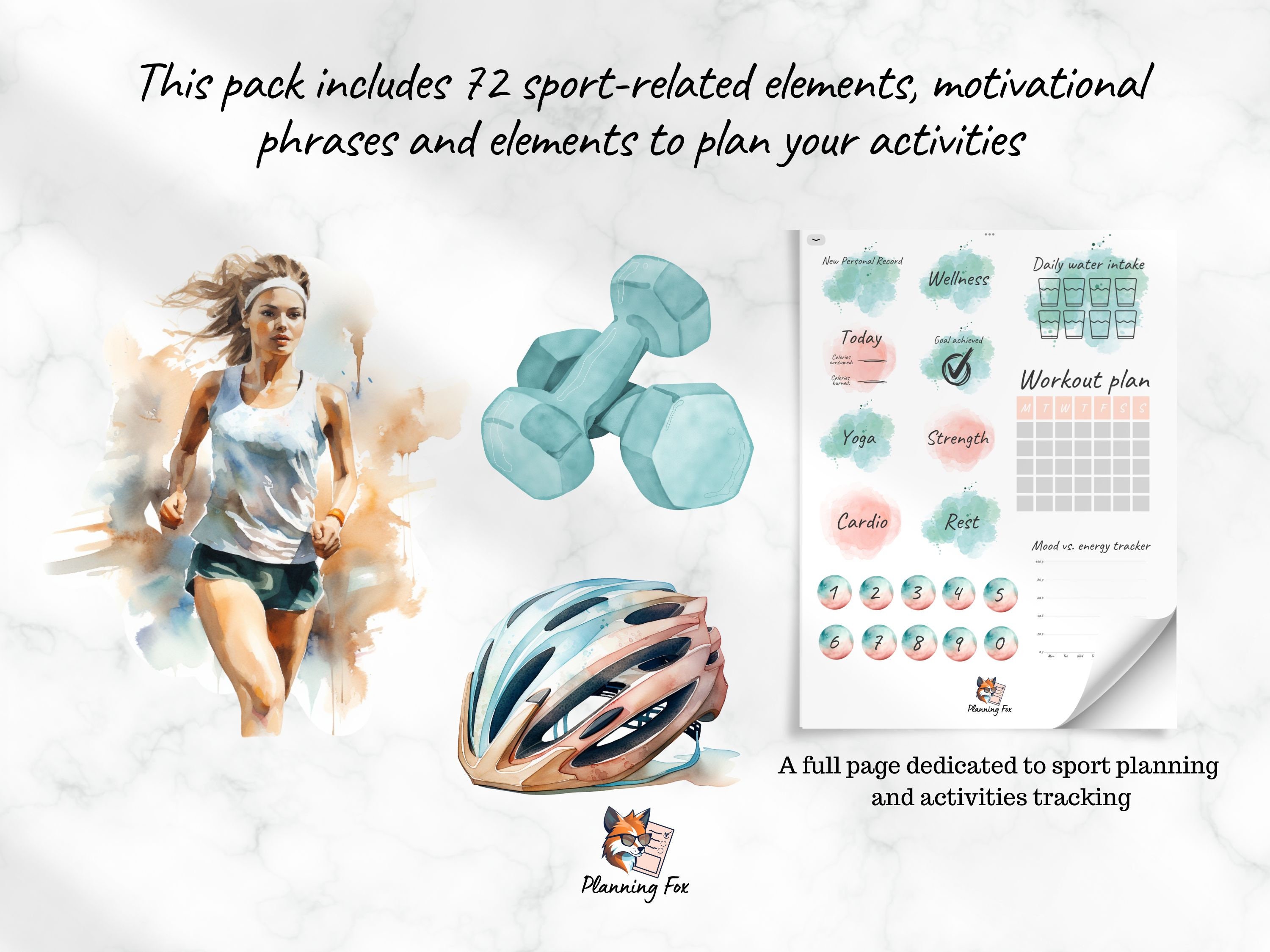 Fitness Goodnotes Modern Stickers for Wellness Planner and Workout ...