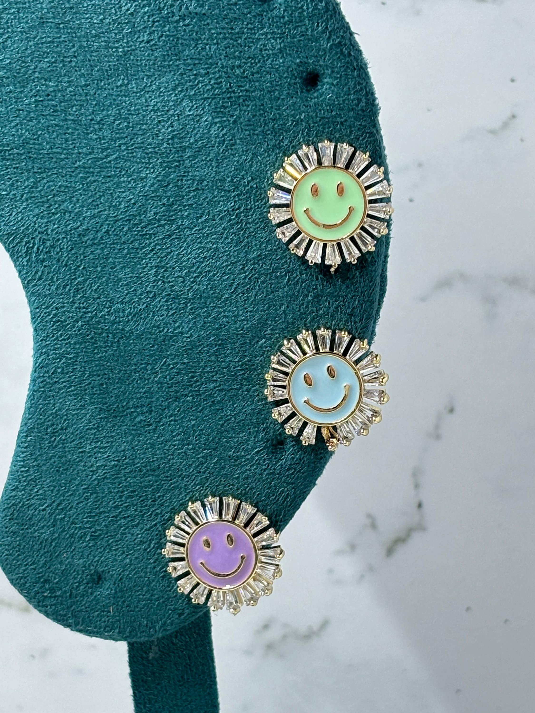 18k Gold Plated Smiley Face Stud Earrings by Athenian Jewelry, Heart Smiley Face, Square Smiley ...