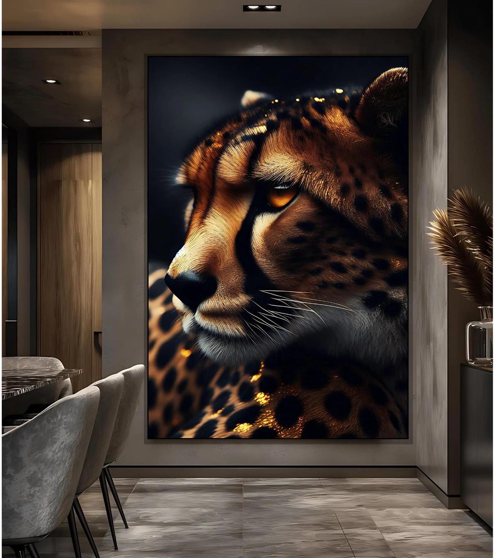 Cheetah Portrait: Sleek Aluminum Metal Print, Modern Wildlife Art - Etsy