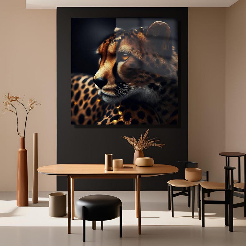 Cheetah Portrait: Sleek Aluminum Metal Print, Modern Wildlife Art - Etsy