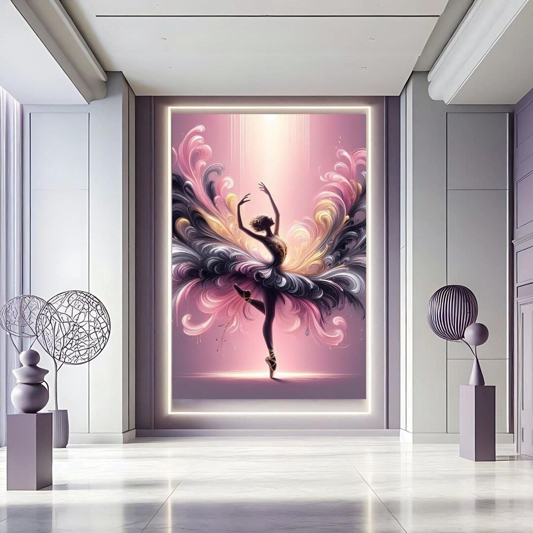 Silhouette Ballerina Aluminum Metal Wall Print, Minimalist Graceful ...