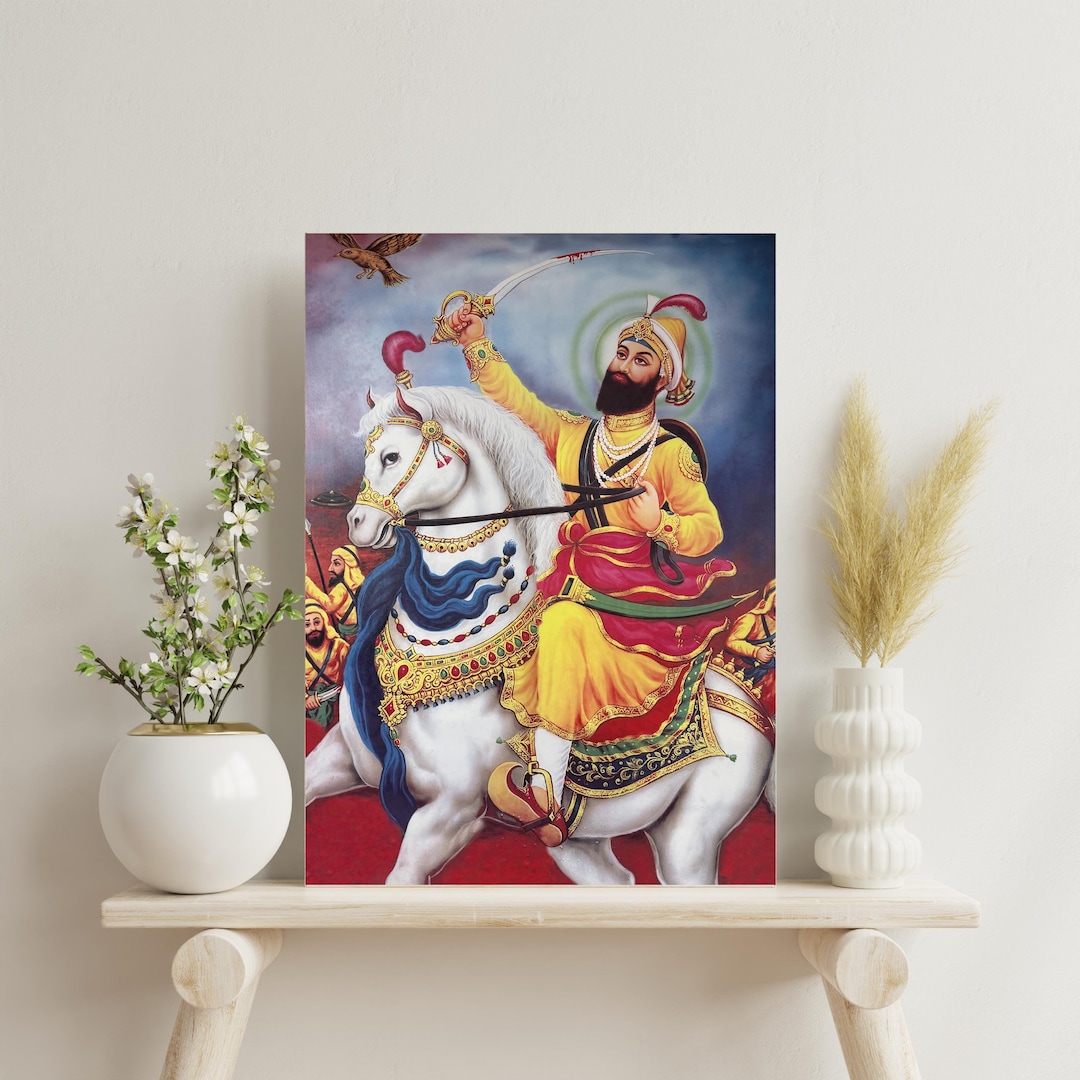 Guru Gobind Singh Ji on Horse Aluminum Metalprint, Khalsa Leader ...
