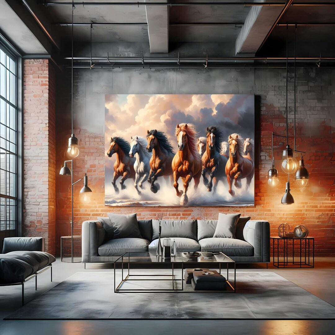 Galloping Seven Wild Horses Aluminum Metal Print, Majestic Running ...