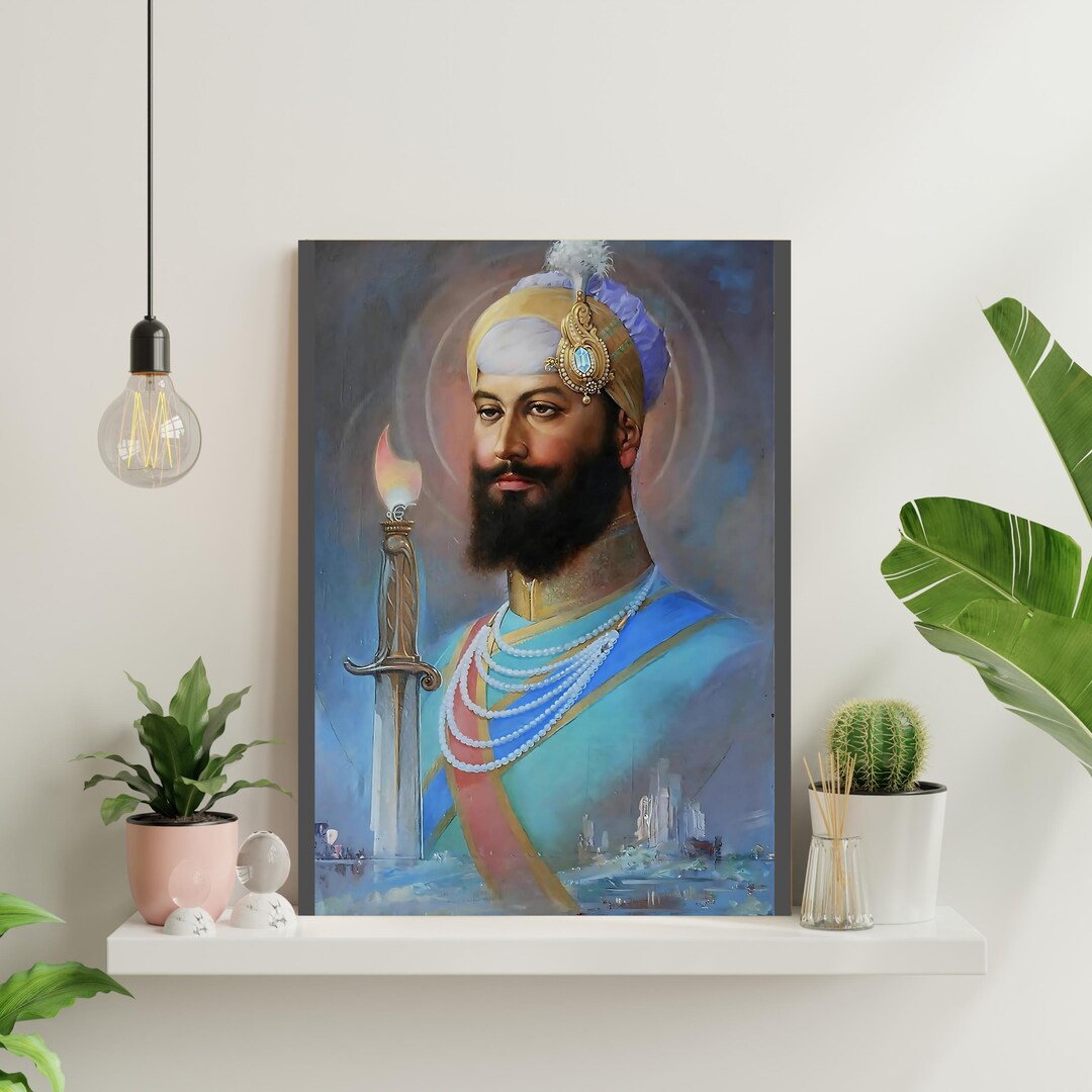 Abstract Guru Gobind Singh Ji Portrait Aluminum Metal Print, Khalsa ...