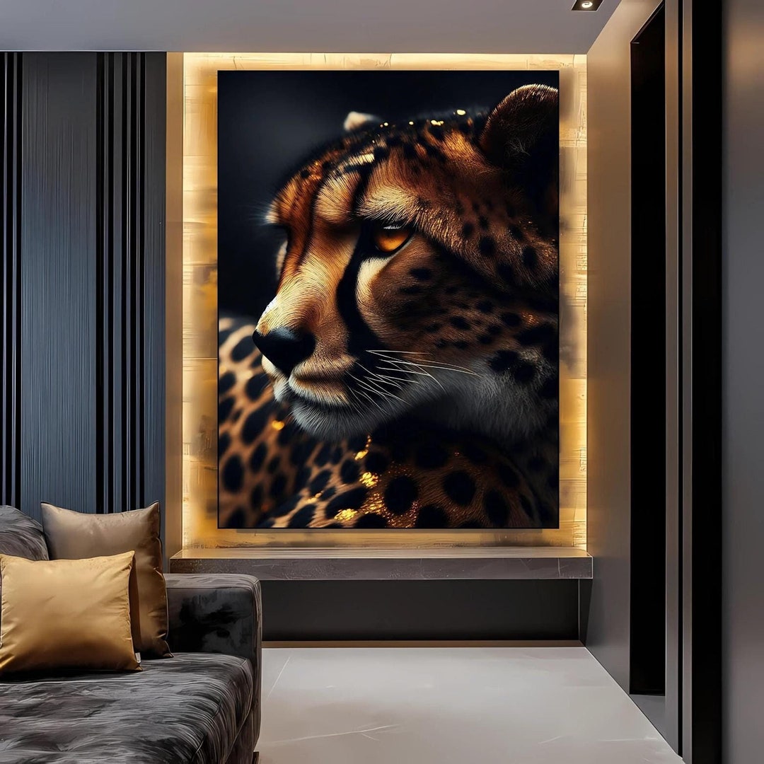 Cheetah Portrait: Sleek Aluminum Metal Print, Modern Wildlife Art - Etsy