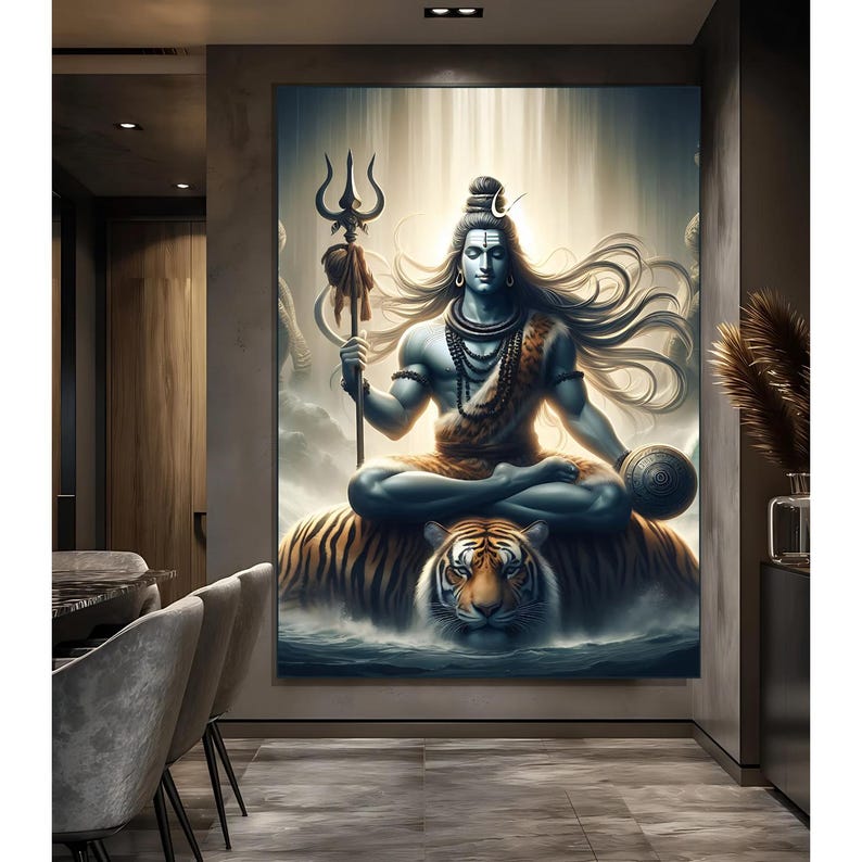 Lord Shiva Aluminum Print: Hindu God on Tiger Skin - Spiritual Wall Art ...