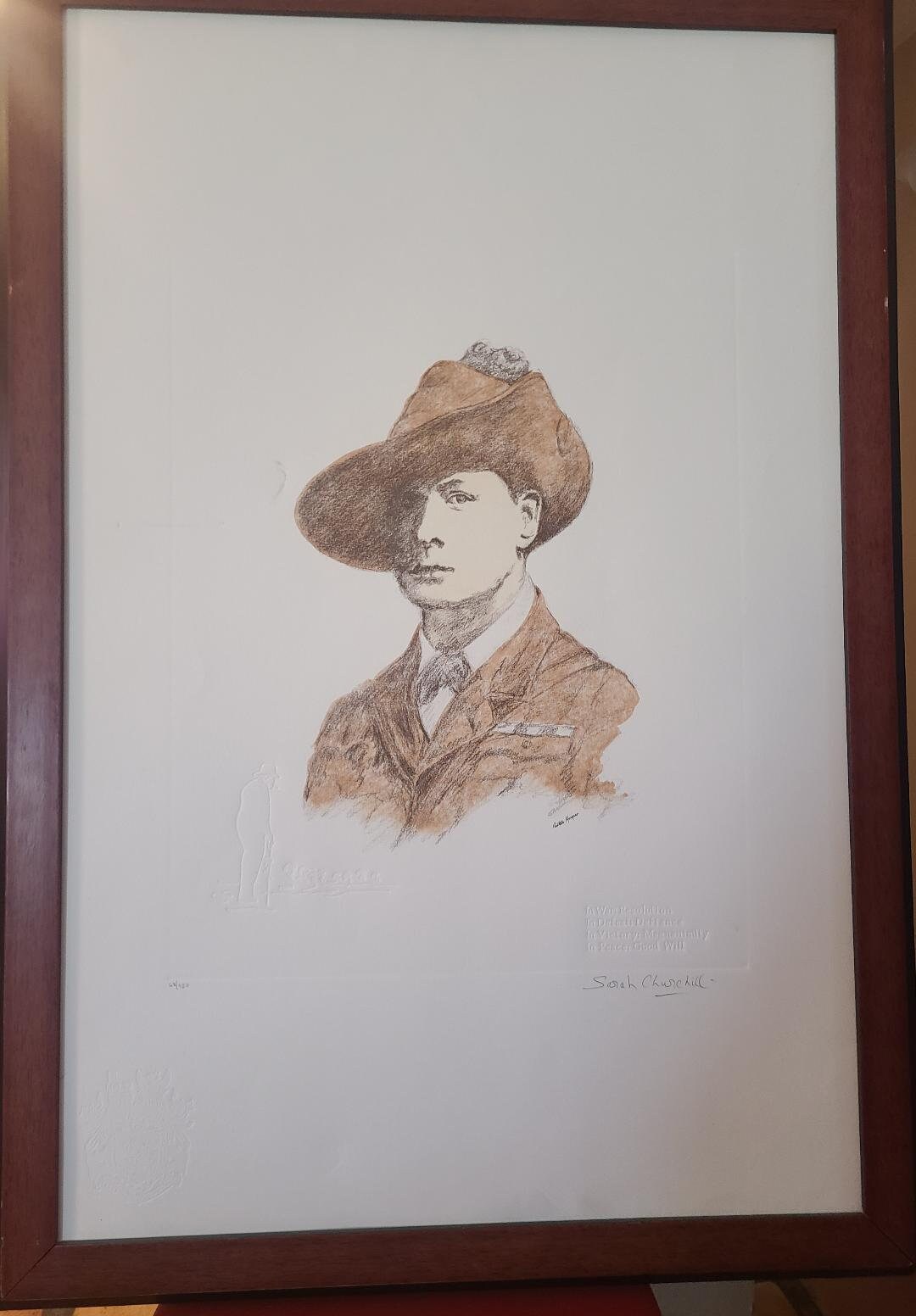 Winston Churchill Lithograph Signed by Artists and Sarah Churchill 68 ...