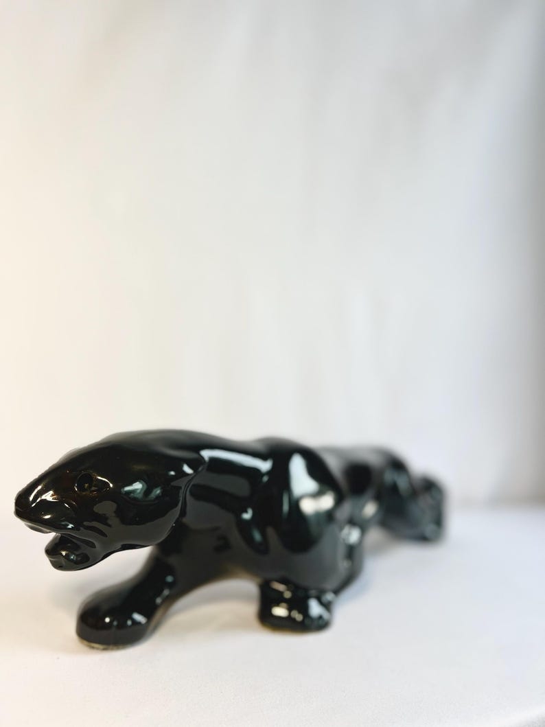 Vintage 1960's Black Ceramic Crouching Panther Tv Lamp - Etsy
