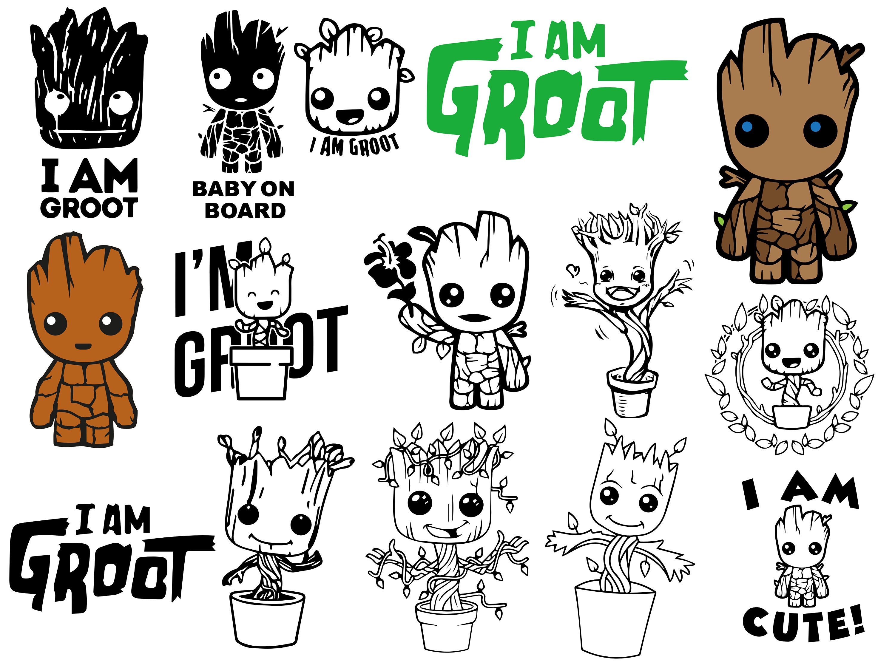 270 Groot Svg Bundle, Baby Groot Svg for Cricut, Groot Png, I Am Groot ...