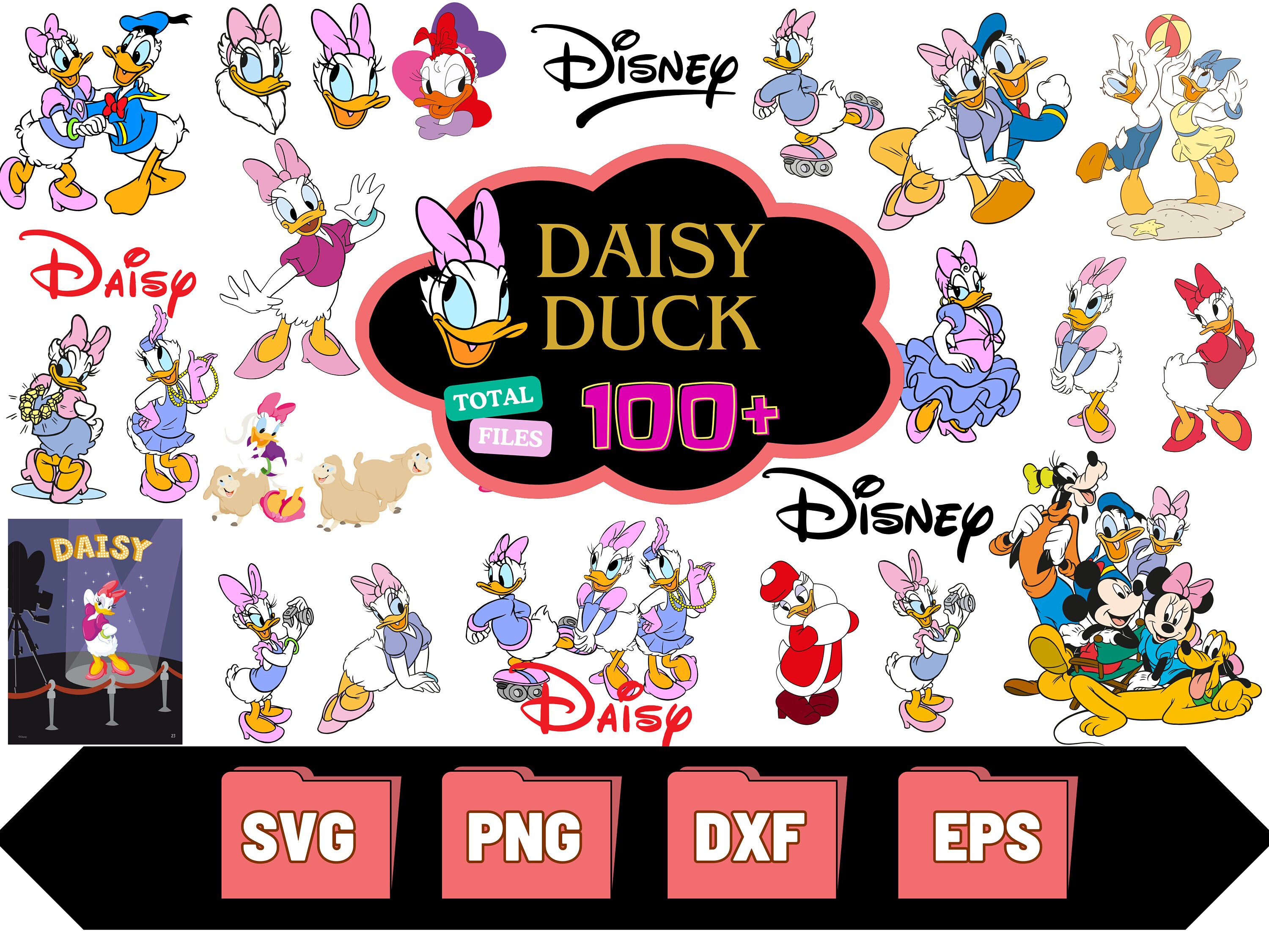 100 Daisy Duck Svg Bundlle, Daisy Duck Head Face Clipart Png,daisy Duck ...