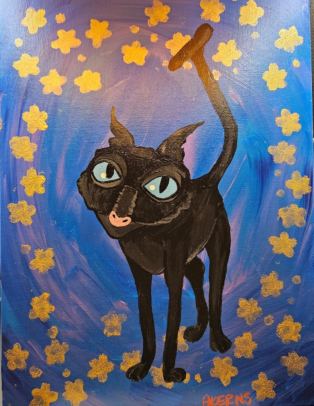 The Cat From Coraline Painting, Acrylic, Flat Canvas - Etsy