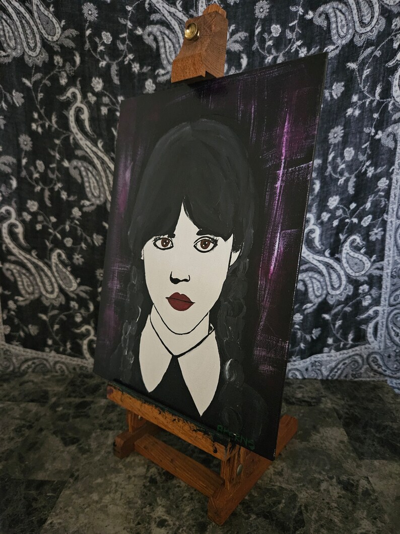 Wednesday Addams Acrylic Painting 9x12 Flat Canvas Gift for Wednesdays ...