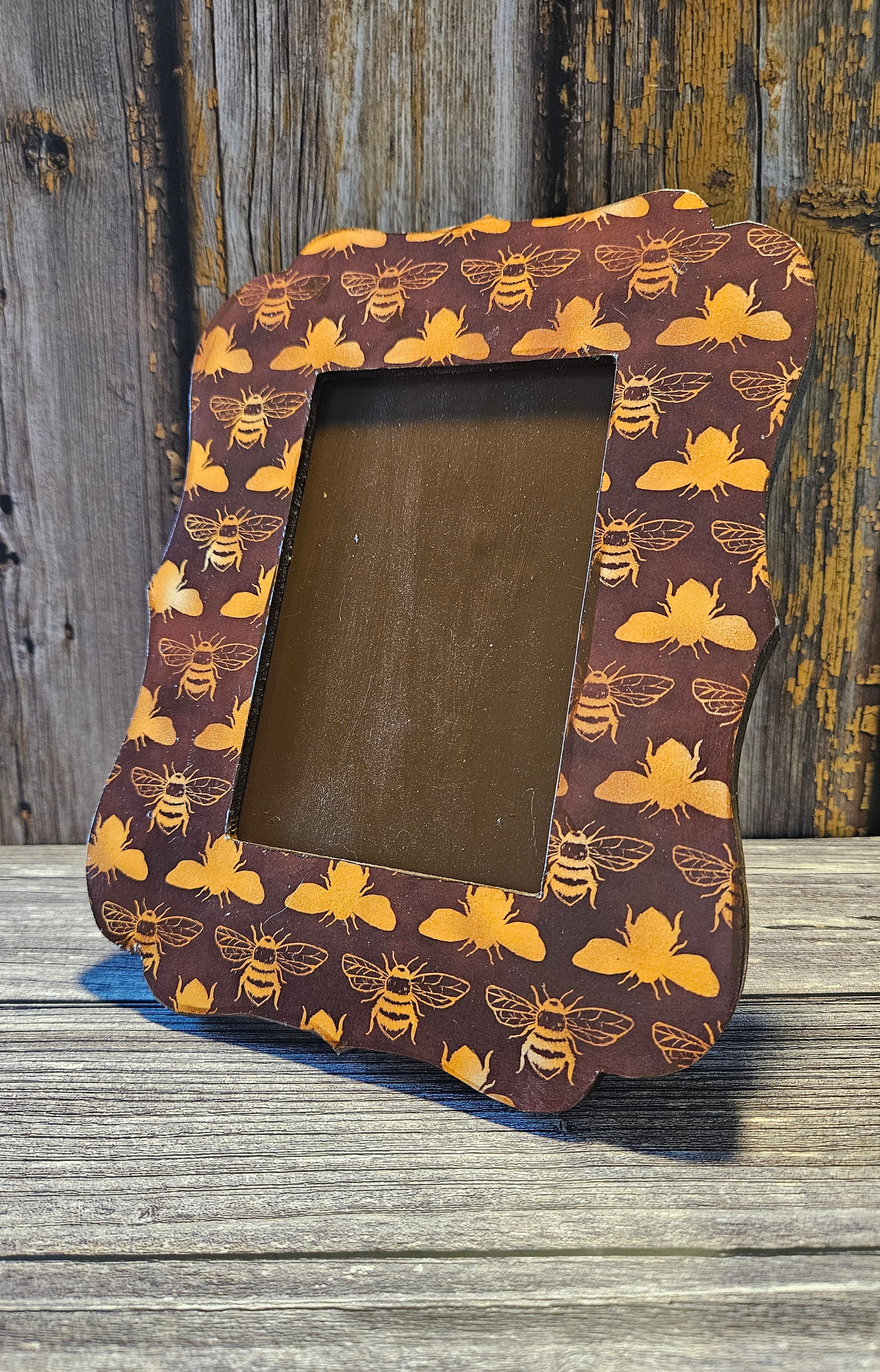 Brown Bee Picture Frame 4x6 Decoupage Acrylic Painted Personalized ...
