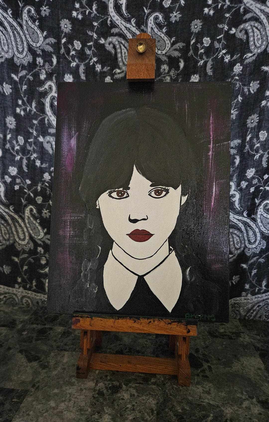 Wednesday Addams Acrylic Painting 9x12 Flat Canvas Gift for Wednesdays ...