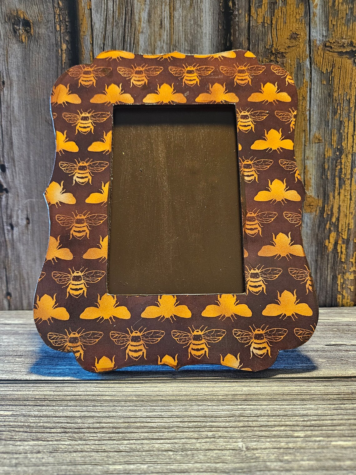 Brown Bee Picture Frame 4x6 Decoupage Acrylic Painted Personalized ...