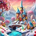 Colorful Winter Candy Land, Digital Art, Kids Room, Nursery Wall Art ...