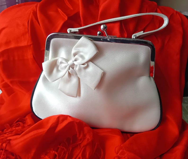 Elegant off White Satin Bag, Perfect for Weddings, Parties and Special ...