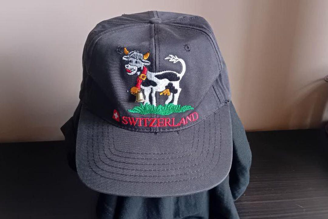Switzerland Gift-black Baseball Cap With Embroidered Cow, Collectibles ...
