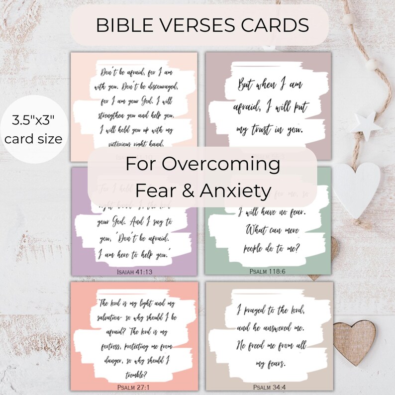 Bible Verse Cards for Overcoming Fear & Anxiety, Printable ...