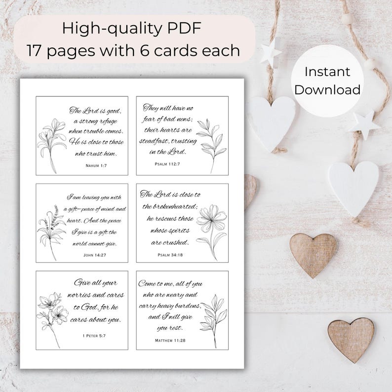 Bible Verse Cards, Printable Inspirational Scripture Cards, Affirmation ...