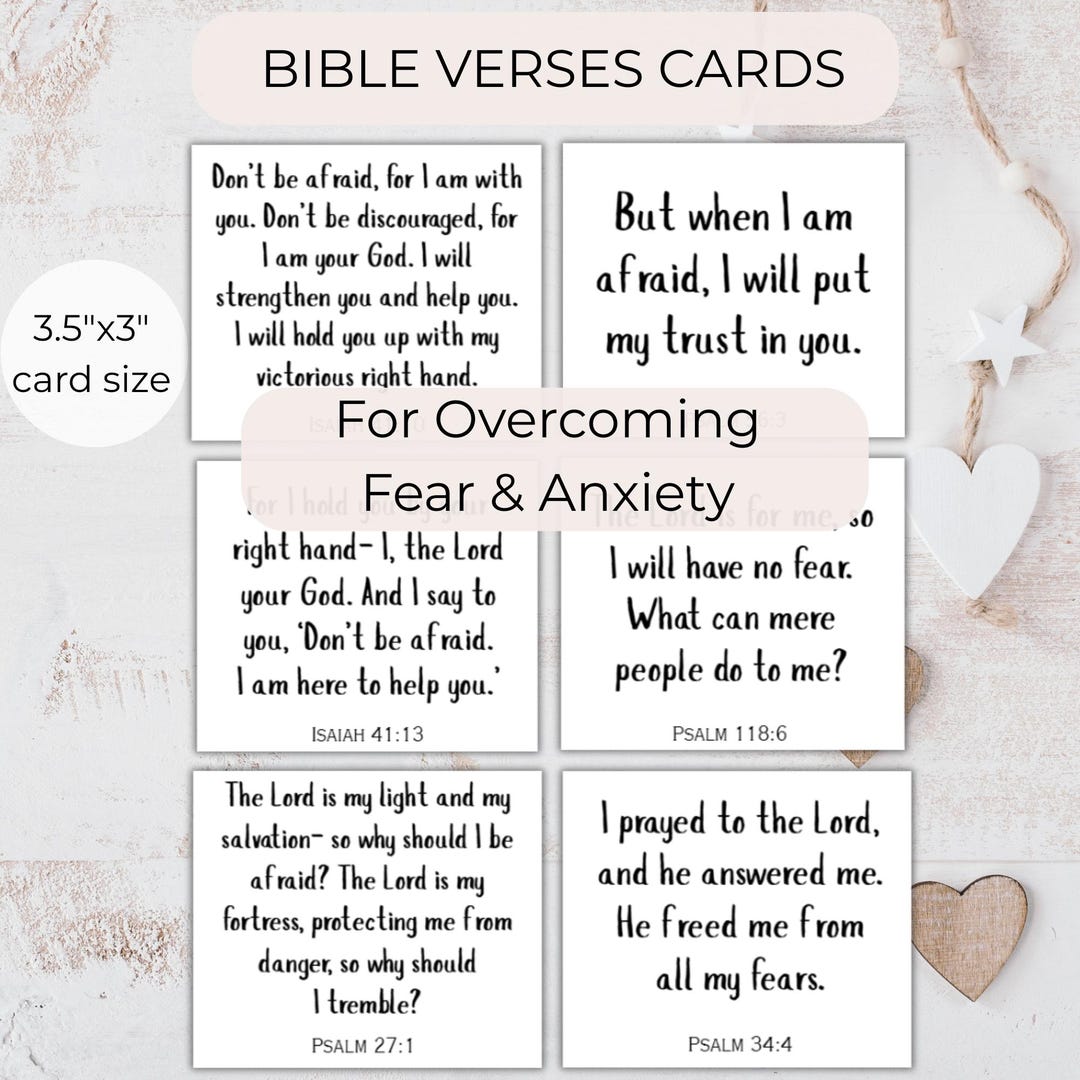 Bible Verse Cards for Overcoming Fear & Anxiety, Printable ...