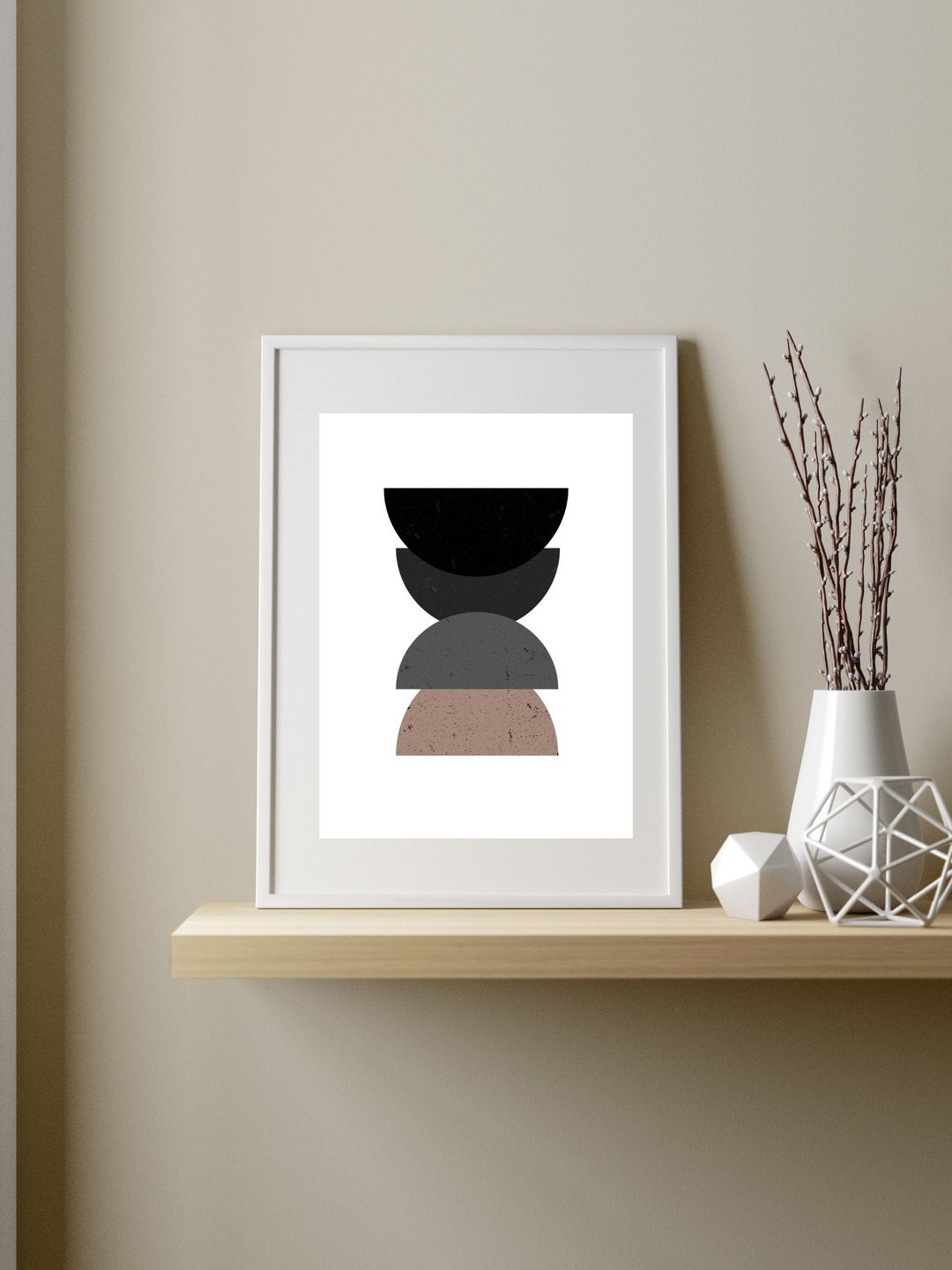 Minimalist Half Circles Art Prints Digital Art Print for Home Decor ...