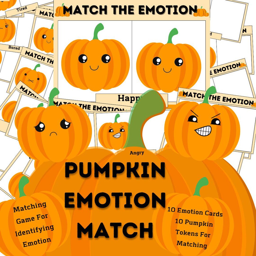 Pumpkin Faces Emotion Matching Game Fun Learning Activity for All Ages ...