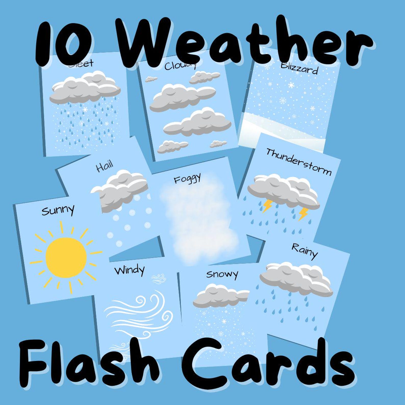 10 Weather Flash Cards: Learning About the Weather - Etsy