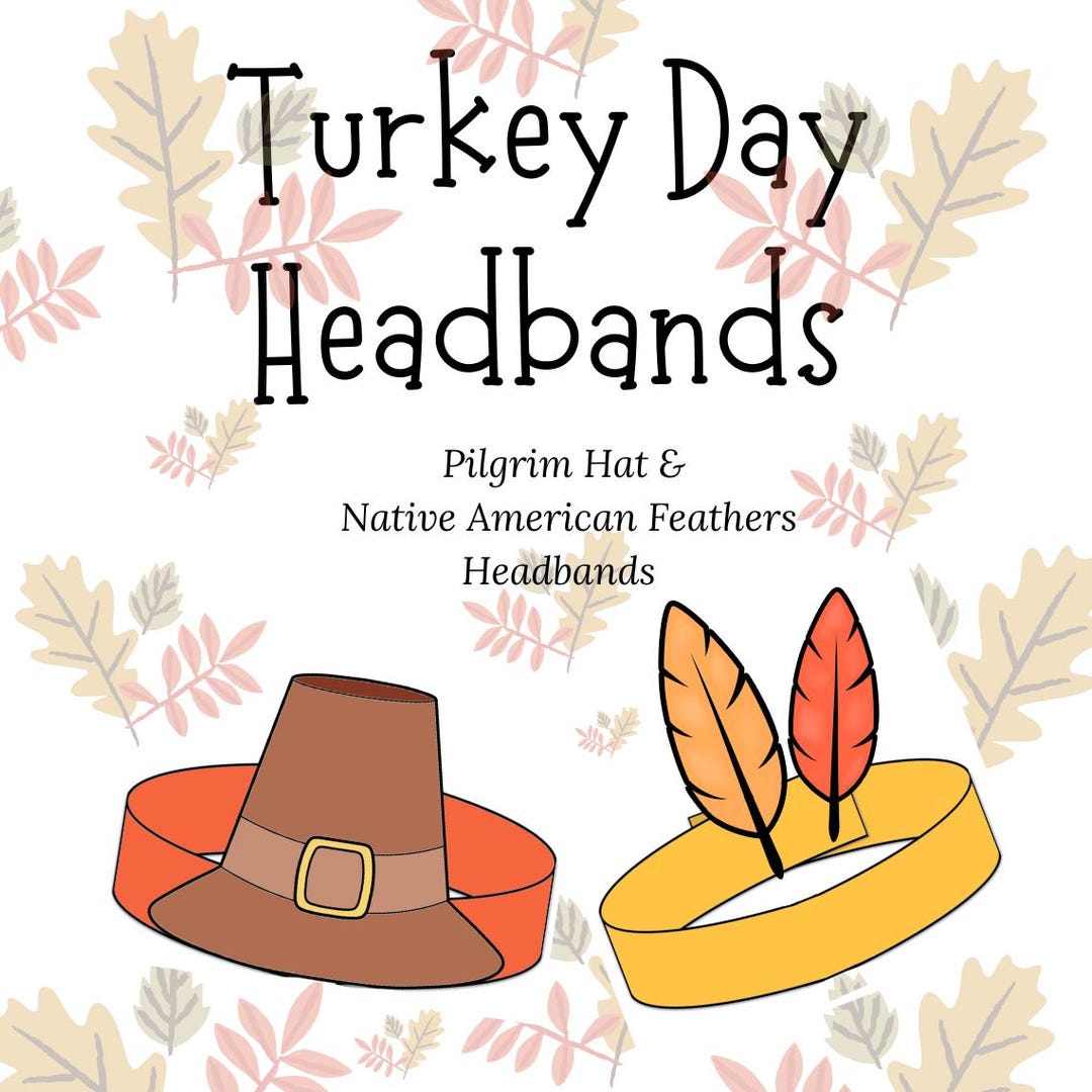 Thanksgiving Turkey Day Headbands Pilgrim Hat & Feather Headband DIY ...