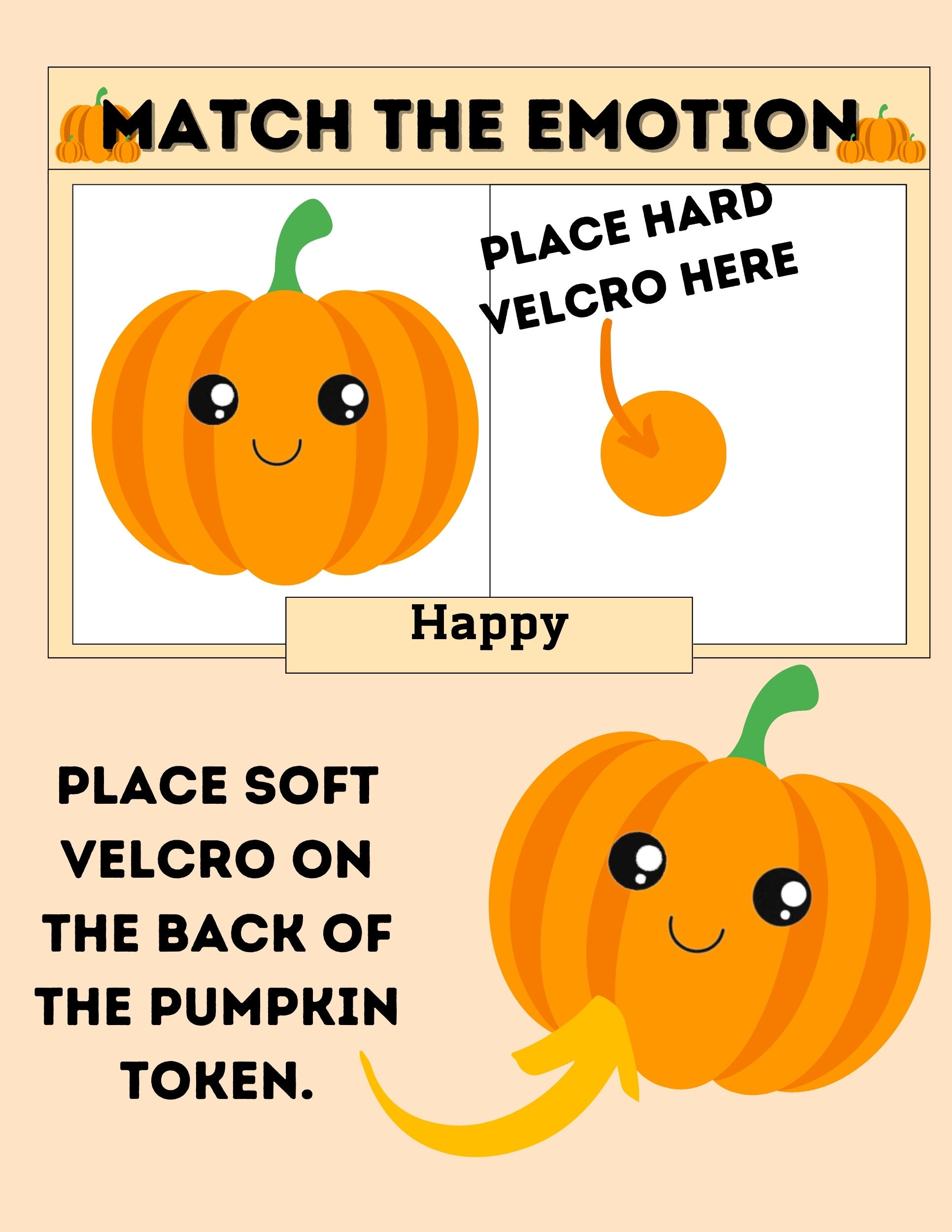 Pumpkin Faces Emotion Matching Game Fun Learning Activity for All Ages ...